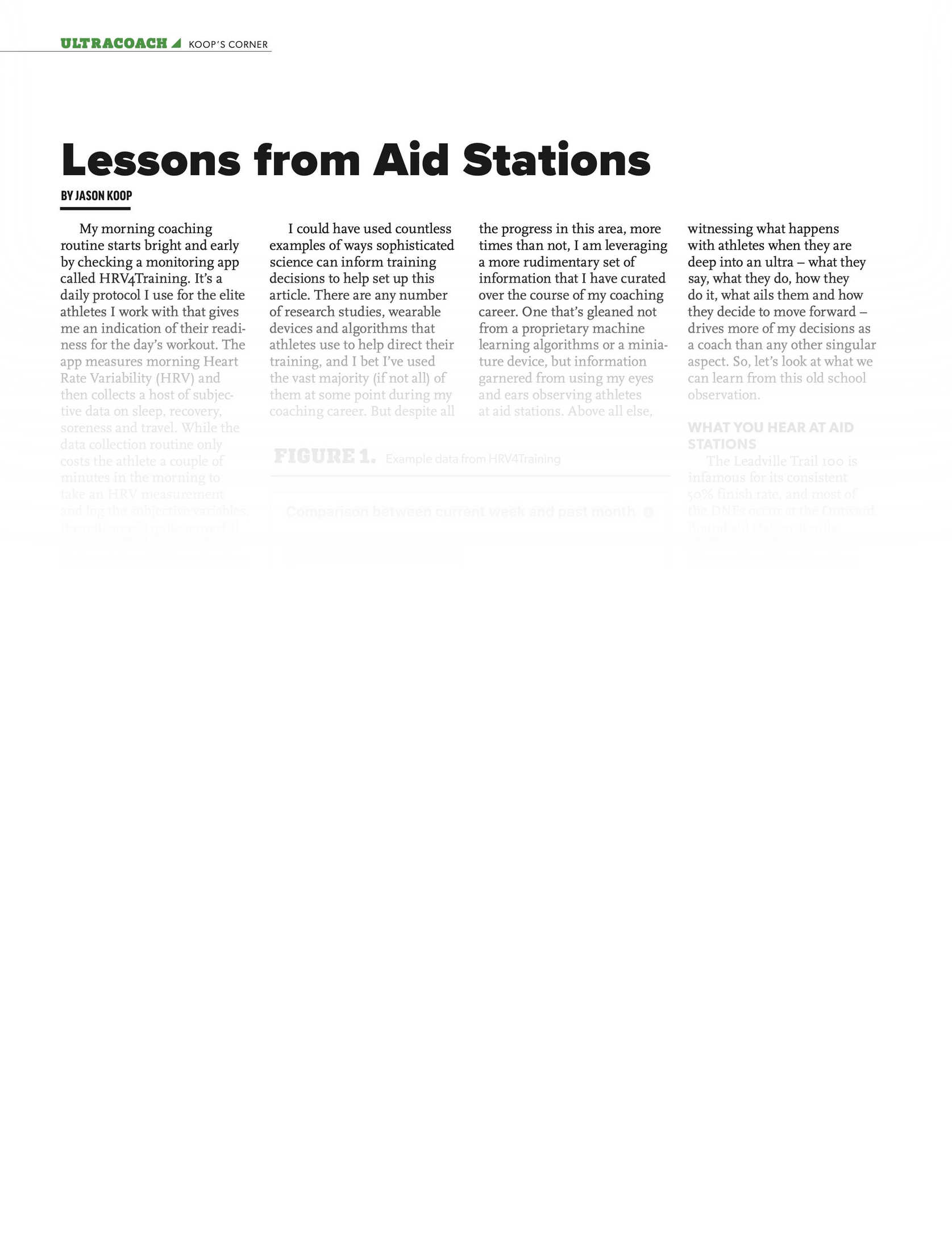 Lessons from Aid Stations